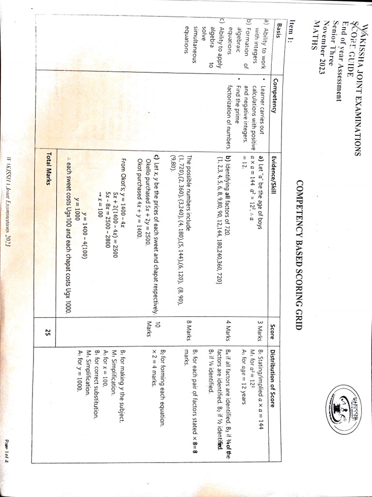 Wakisha Making Guide S.3 MATH | PDF