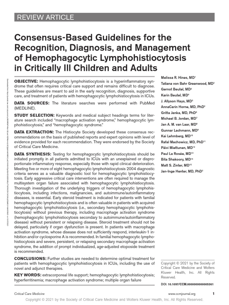 Consensus Based Guidelines For The Recognition.95054 | PDF | Immunology ...