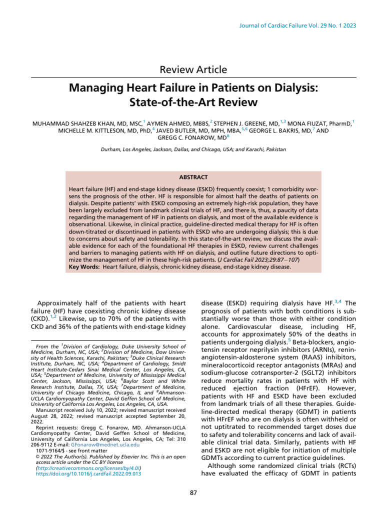 Managing Heart Failure in Patients On Dialysis | PDF | Chronic Kidney ...