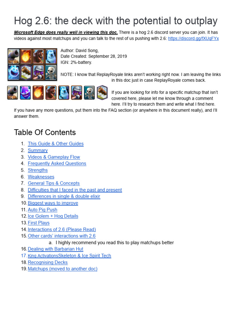 2.6 Hog Cycle Deck Strategy Guide | PDF | Computers | History