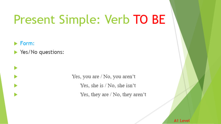 Present Simple to BE Explanation 4 | PDF