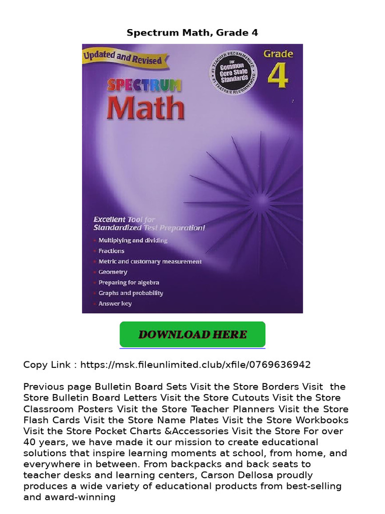 Spectrum Math Grade 4 | PDF