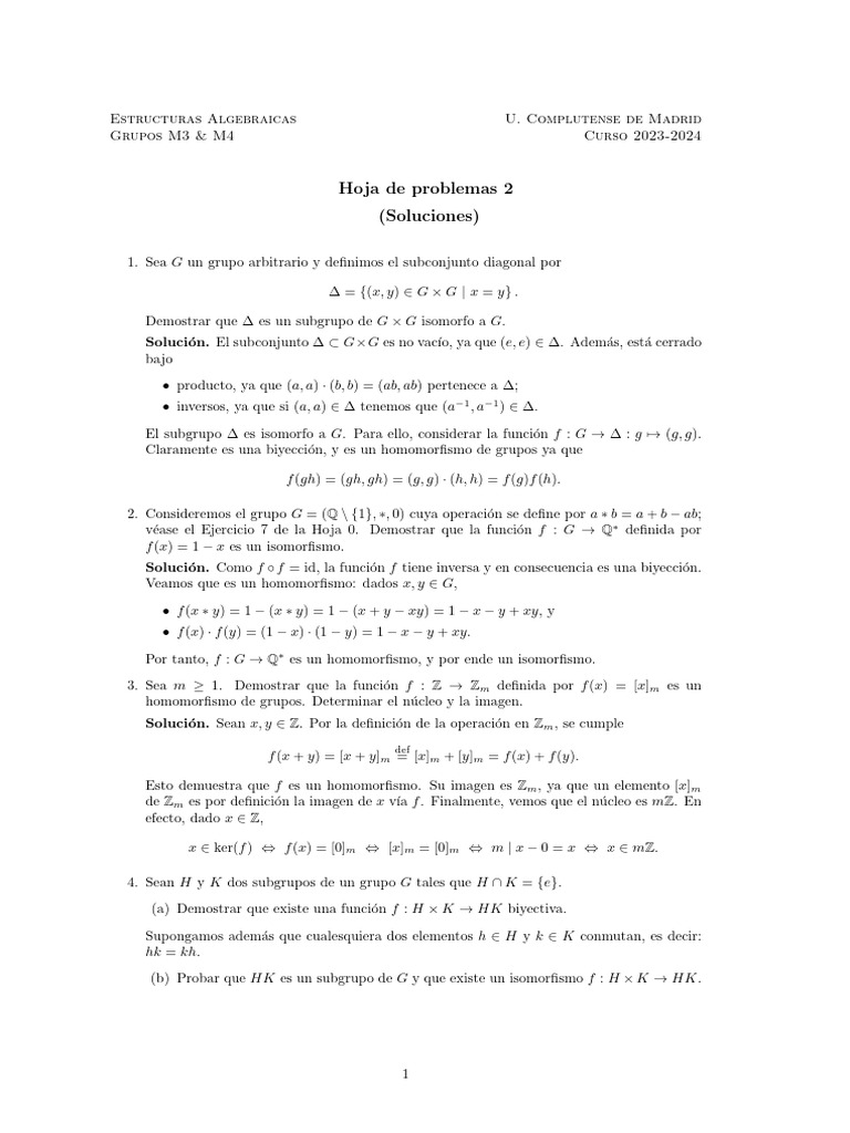 Soluciones Problemas Algebraicos | PDF | Grupo (Matemáticas) | Función ...