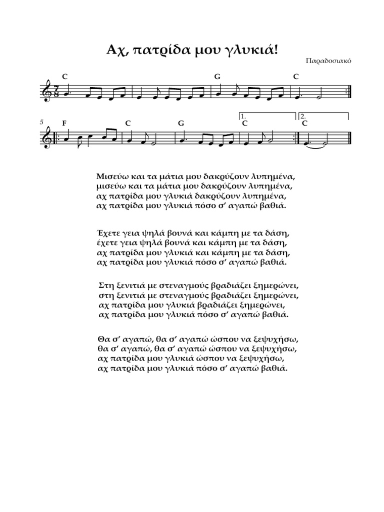 Ax Patrida - VOICE Chords - Full Score | PDF