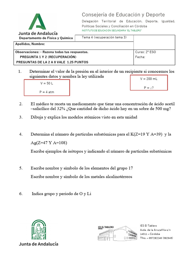 Tema 4 FYQ 2º ESO | PDF | Ácido | Elementos químicos