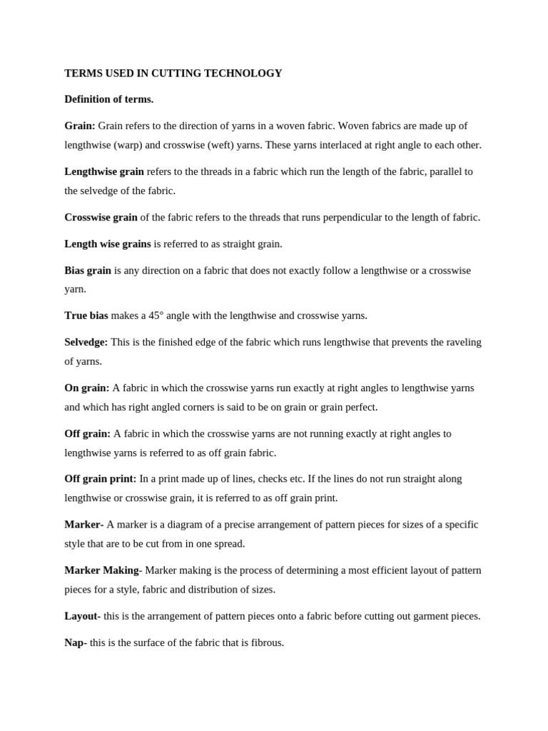Definition of Terms - GCT | PDF | Textiles | Textile Arts
