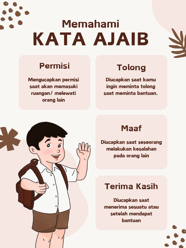 Coklat Ilustrasi Memahami Kata Ajaib Poster Sekolah PDF | PDF