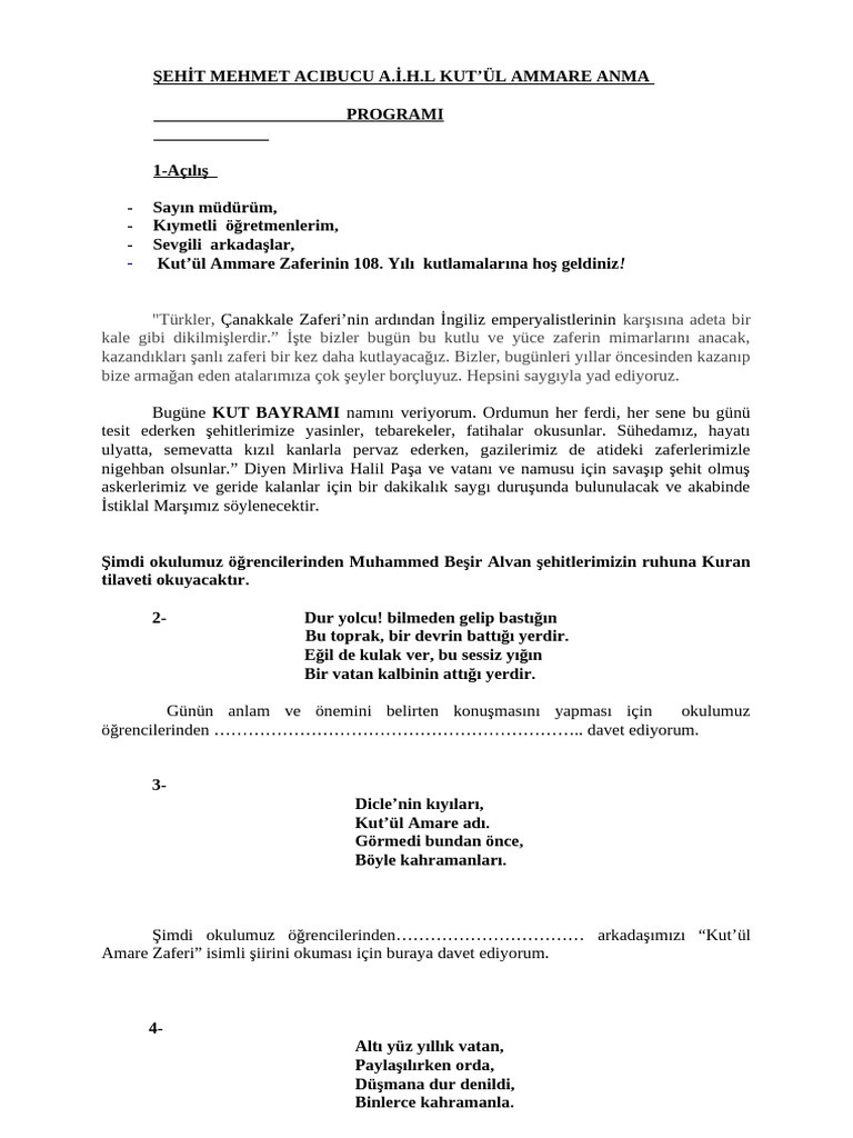 Kut'ül Amare Programı | PDF