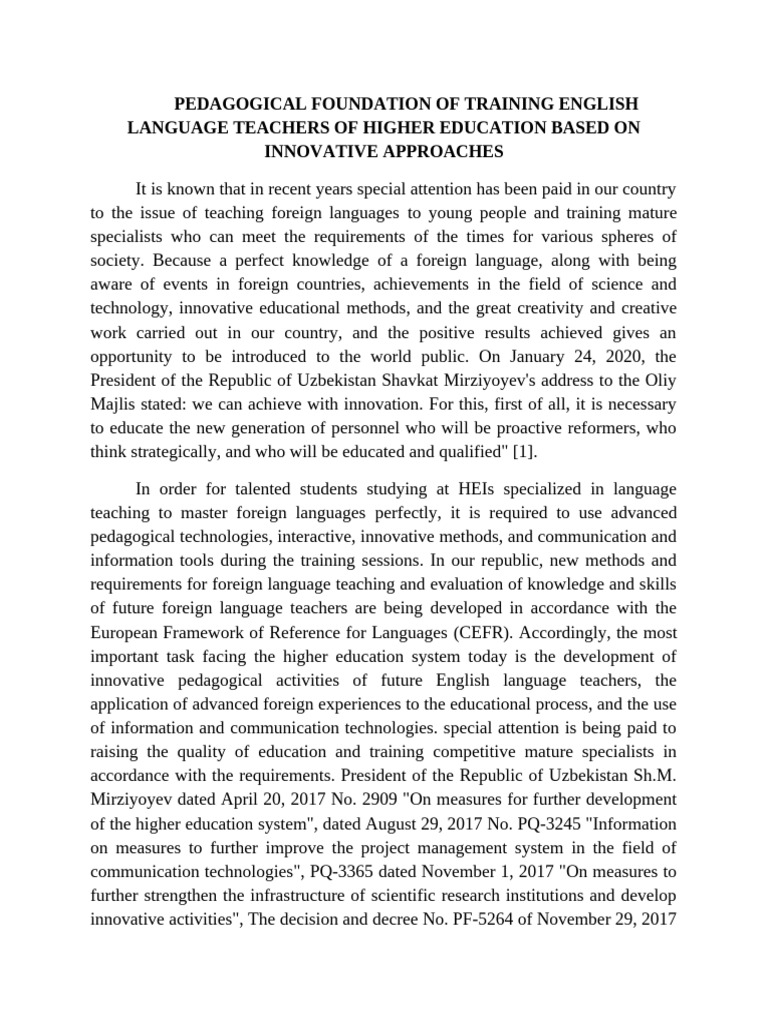 Pedagogical Foundations of Training English Language Teachers of Higher Education Based On ...