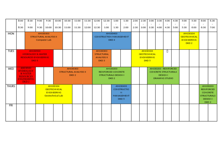 Timetable Sem 5 | PDF