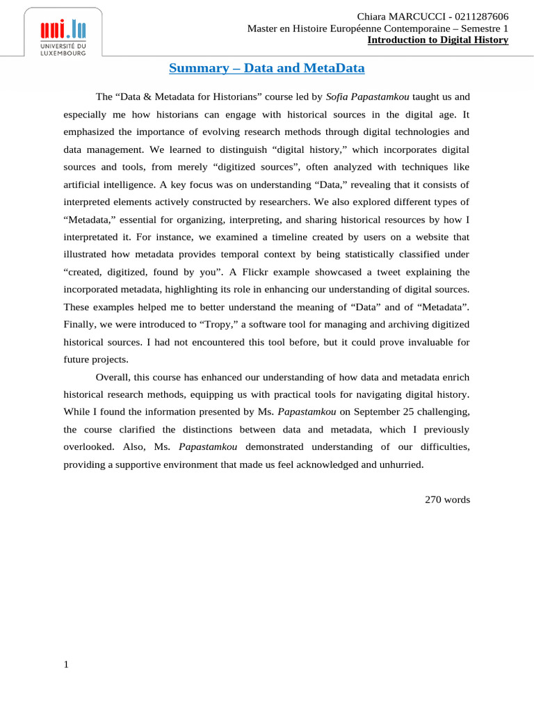 Summary - Data and Metadata | PDF | Computers