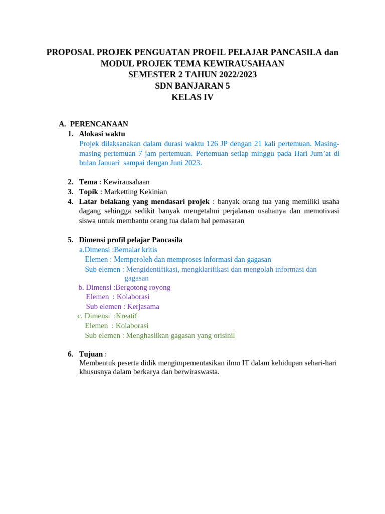 4. PROPOSAL PROJEK DAN MODUL AJAR P5 | PDF