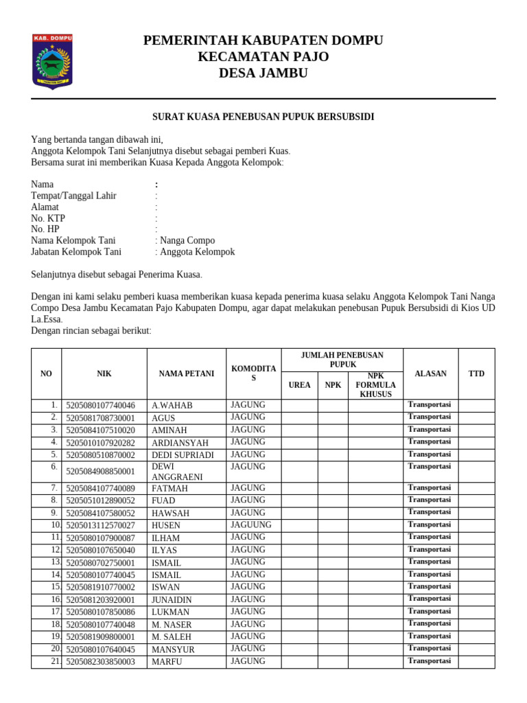 Surat Kuasa Nanga Compo | PDF
