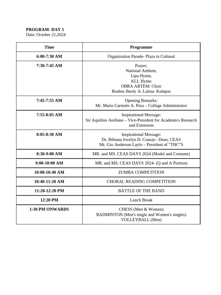Flow of Program Day 1 Day3 | PDF