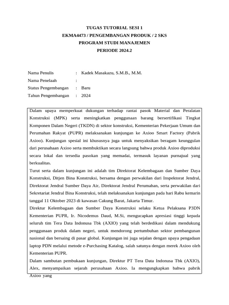Tugas 1 - EKMA4473 | PDF