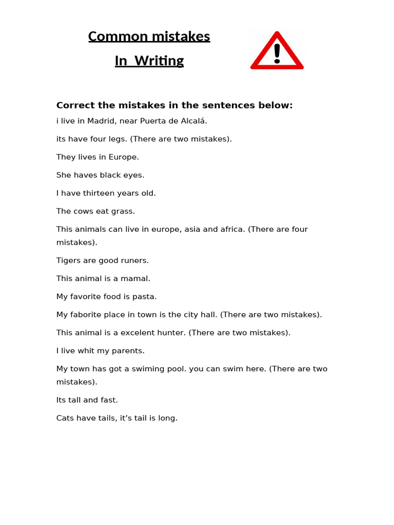 Common Mistakes in WRITING | PDF