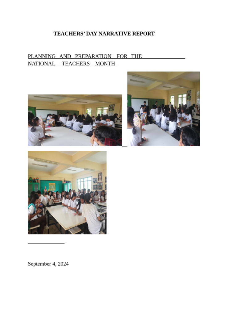 Teachers Day Narrative Report | PDF