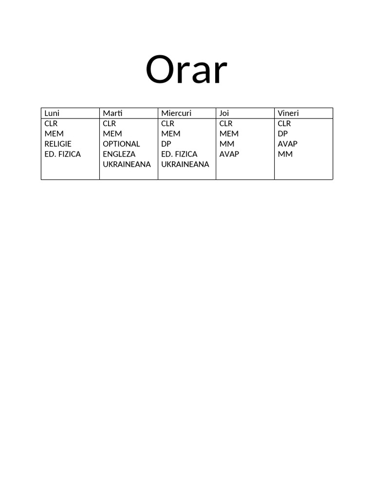 Orar | PDF