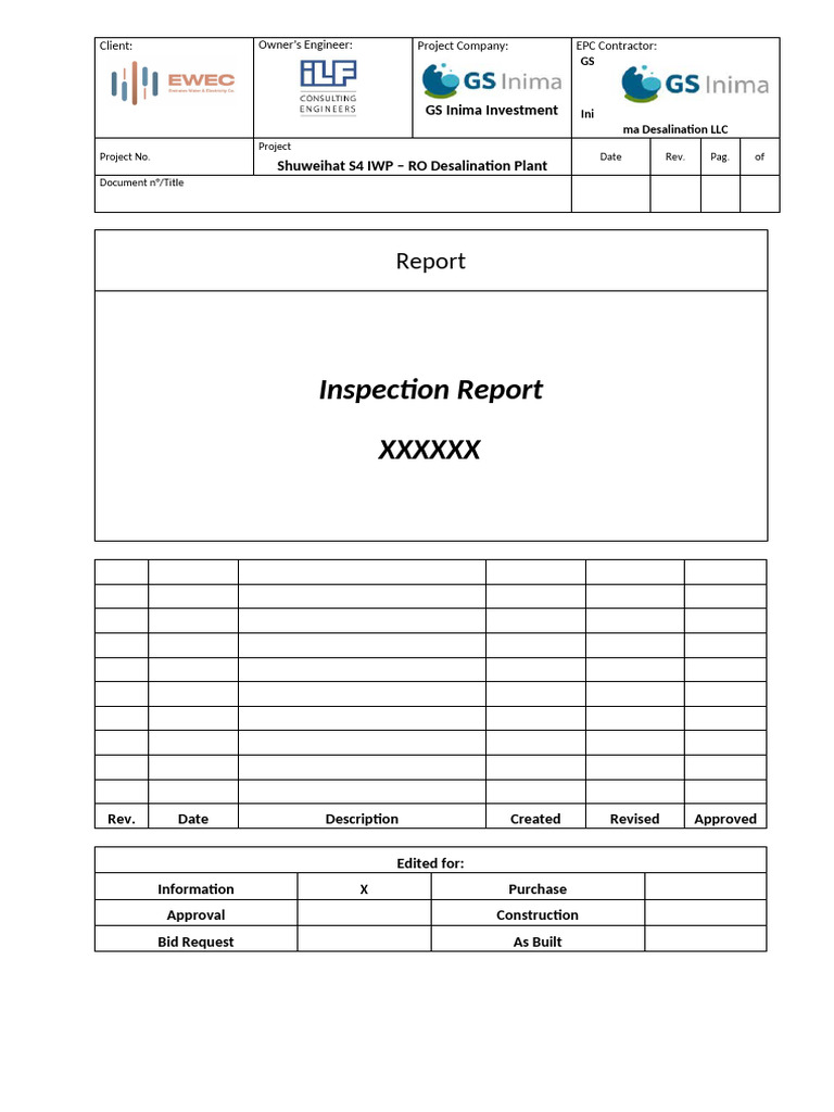 SH-GSI-PR-IN-0000-00001 - ANX - 3 - Inspection Report Template | PDF