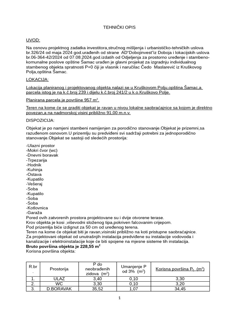 TEHNIČKI OPIS | PDF