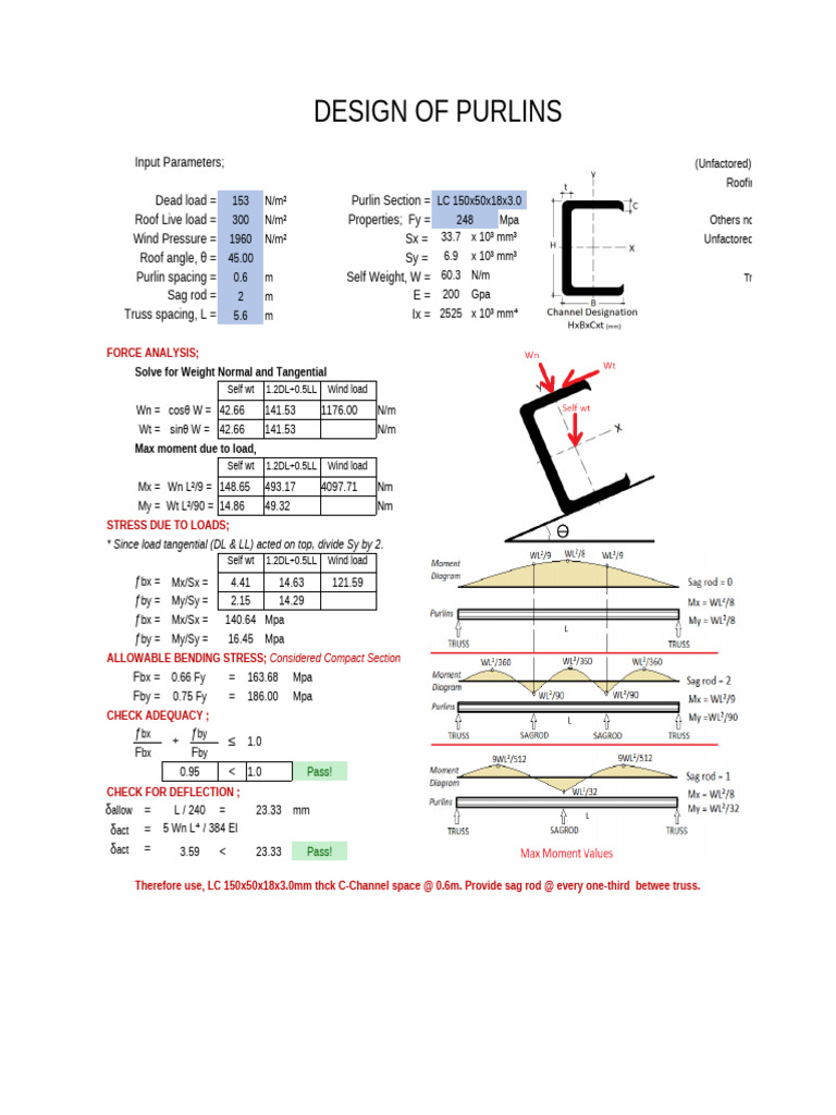 Purlins V2 | PDF | Classical Mechanics | Continuum Mechanics