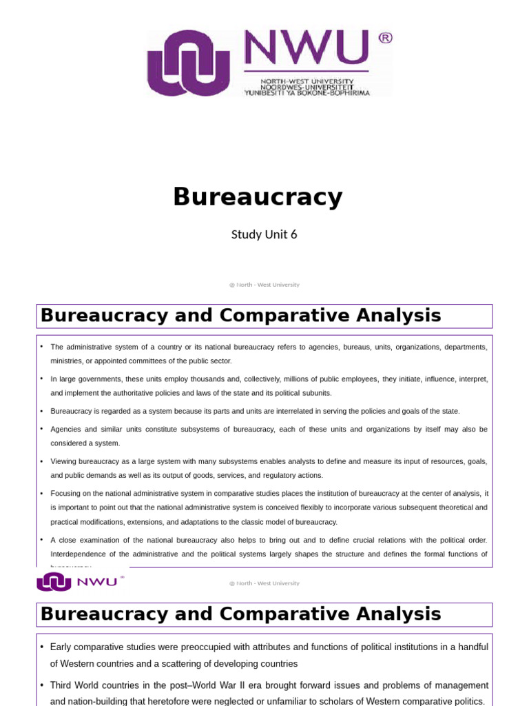 PADM322 - Study Unit 6 - Bureaucracy | PDF | Bureaucracy | System