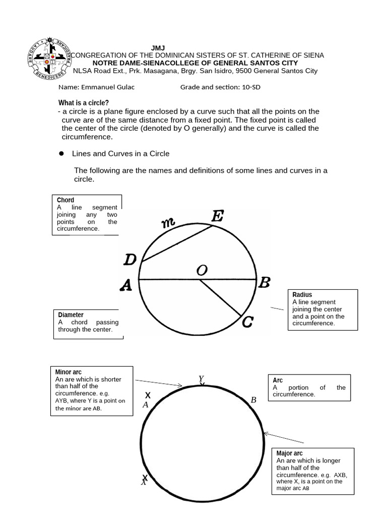 Circle Basics for 10th Grade Students | PDF