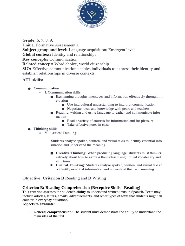Grade 7-9 UNIT 1 - FORMATIVE 1. - ROLE MODELS.docx Teresa | PDF ...