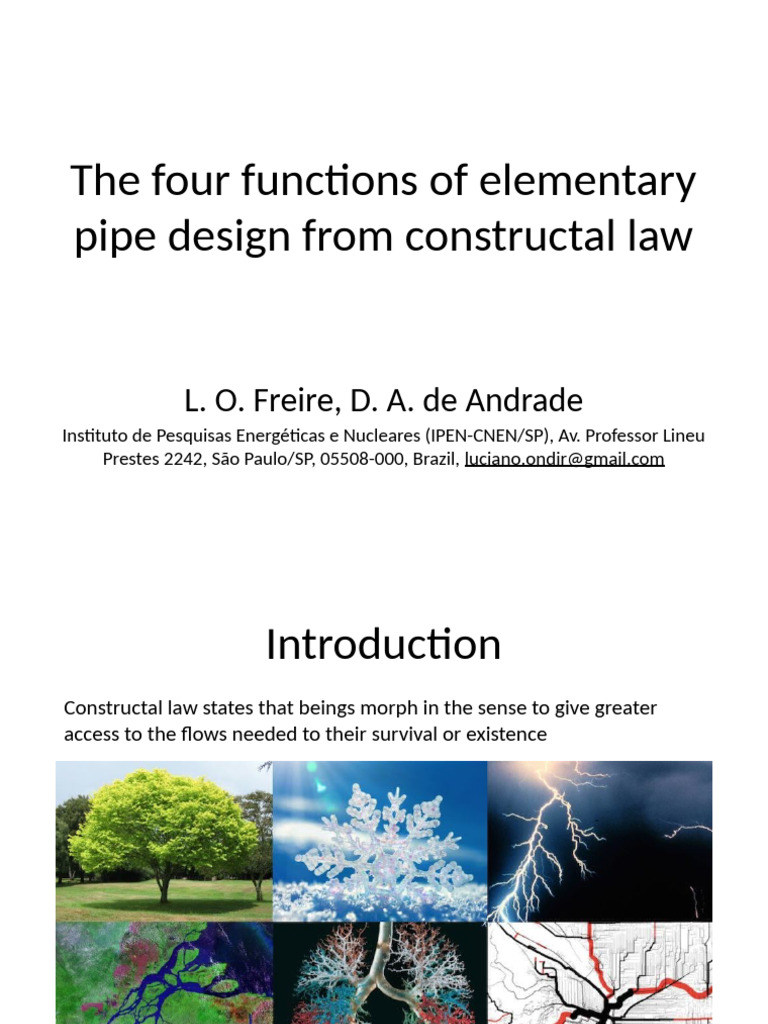The Four Functions of Elementary Pipe Design From Constructal Law-Rev1 | PDF | Force | Applied ...