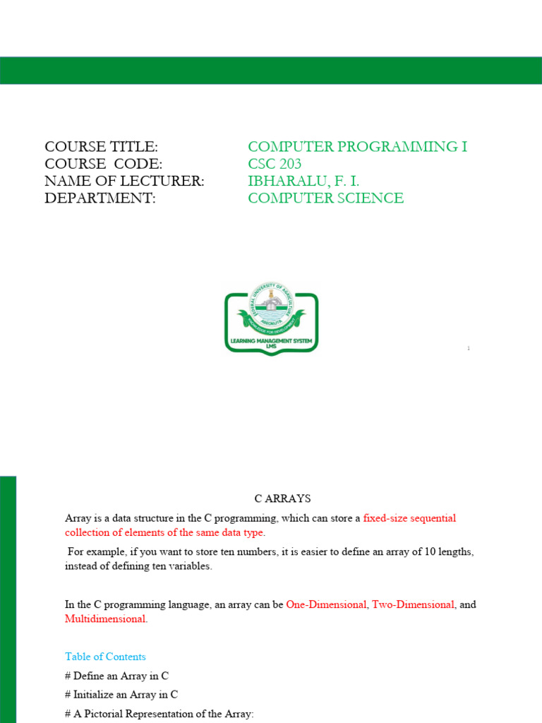 Part 5, C Arrays & Pointers | PDF | Pointer (Computer Programming) | Integer (Computer Science)