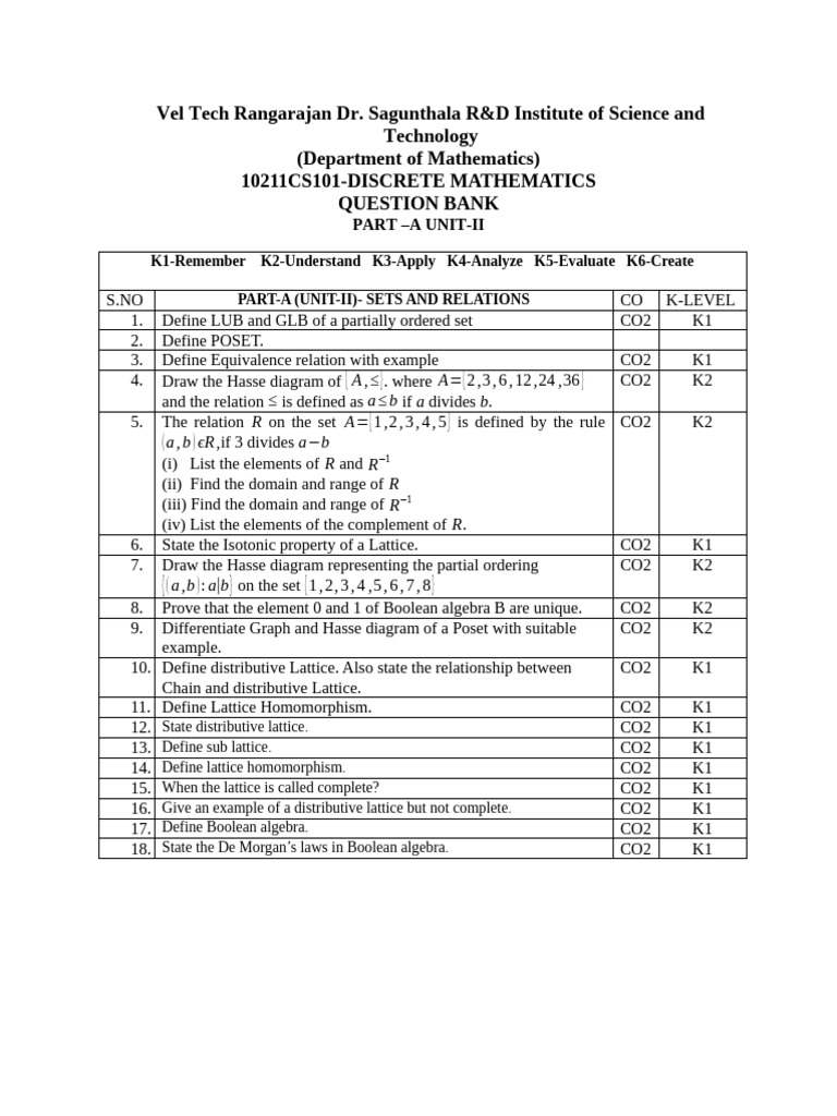 DM-Unit-2,3 QB | PDF | Mathematics | Mathematical Concepts