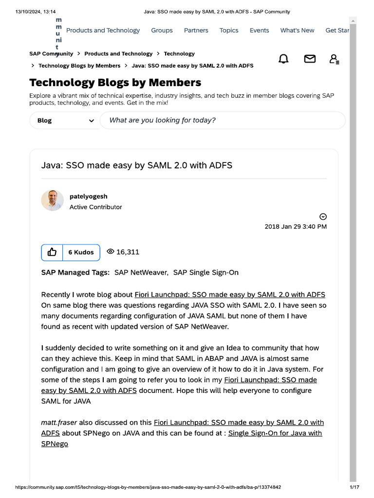 Java SSO Made Easy by SAML 2.0 With ADFS | PDF