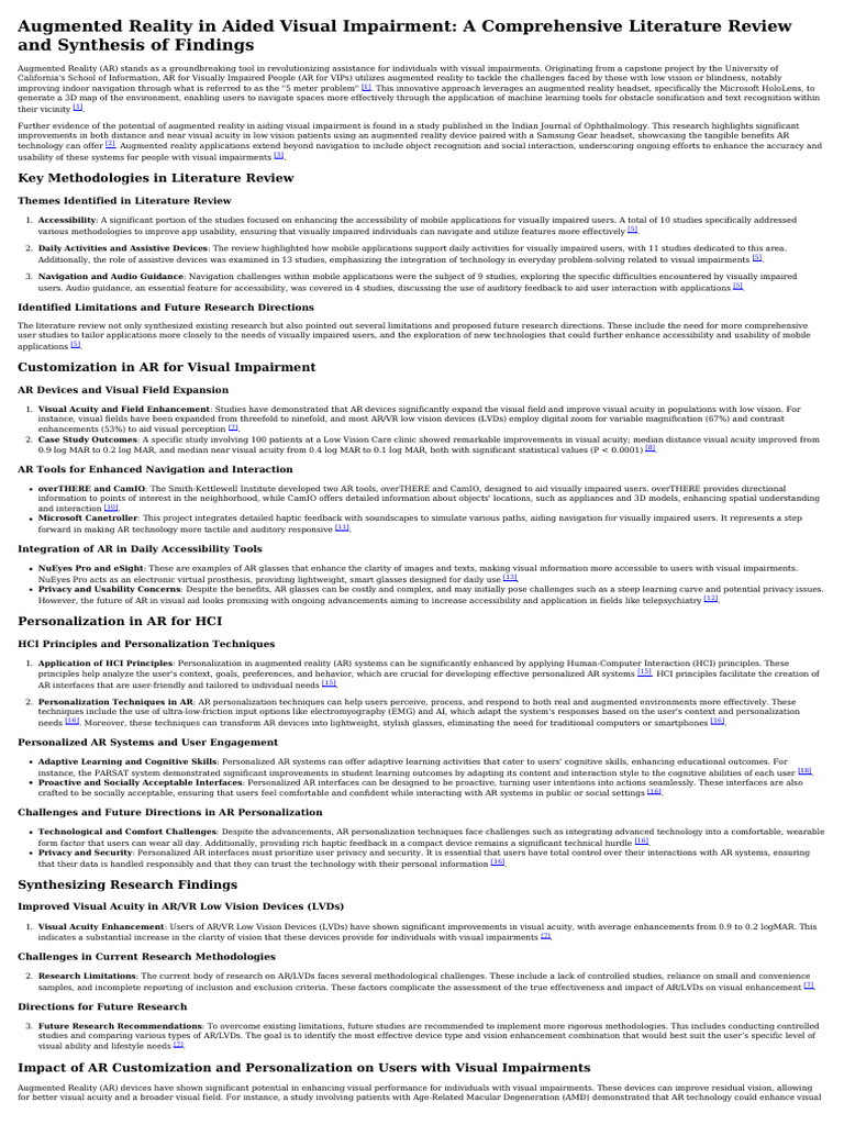 Augmented Reality in Aided Visual Impairment - A Comprehensive ...