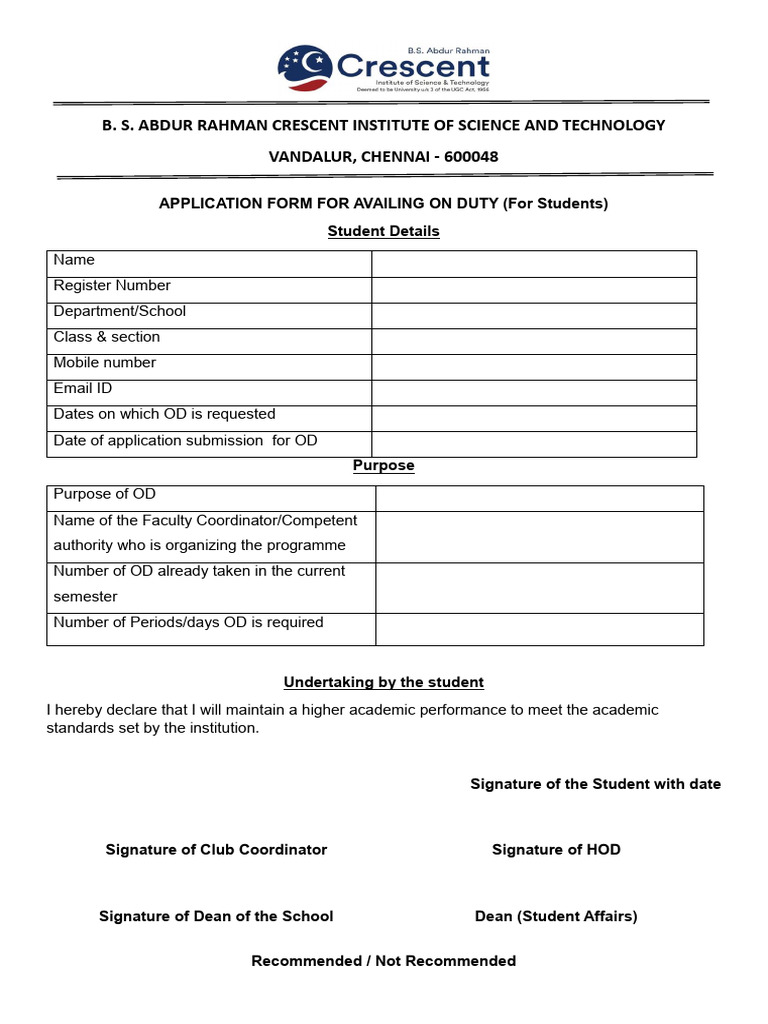 Application for OD-Students | PDF