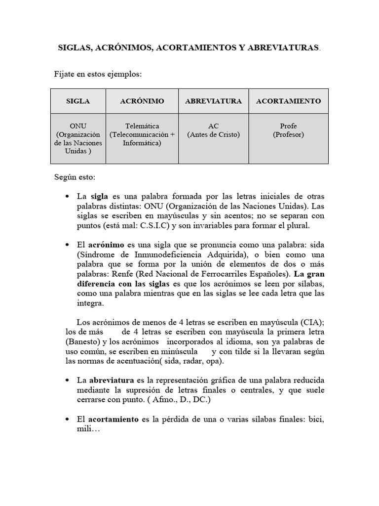 Siglas, Acrónimos | PDF | Acrónimo | Escritura