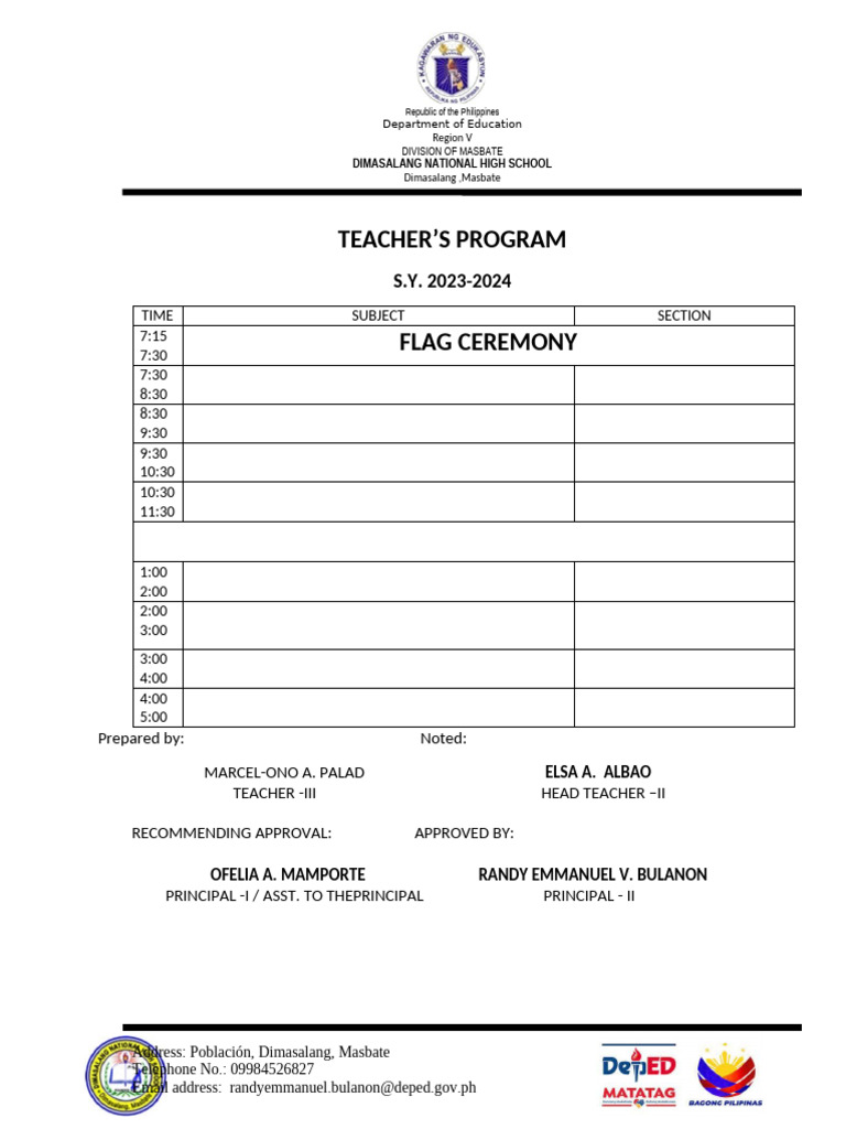 Teachers Program-matatag format | PDF