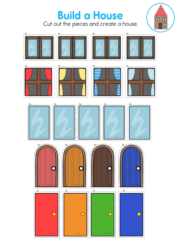 Color Build A House Using Shapes Activity | PDF