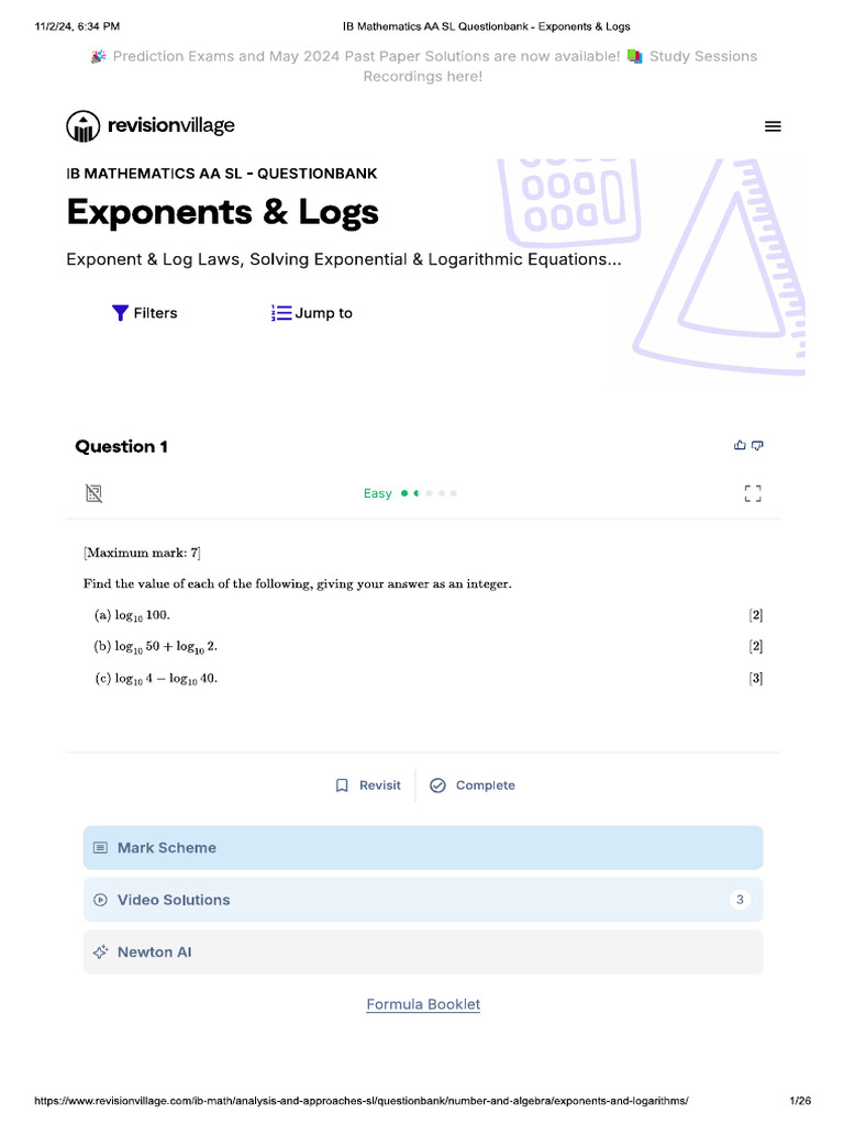 Logarithmic Equations Ib | PDF