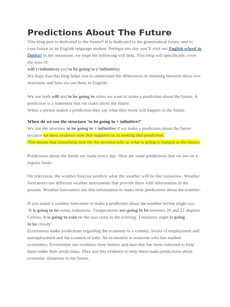 Predictions About The Future 2 | PDF | Weather | Economics