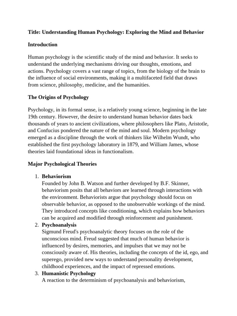 Presentation Human PSychology | PDF | Psychology | Psychotherapy