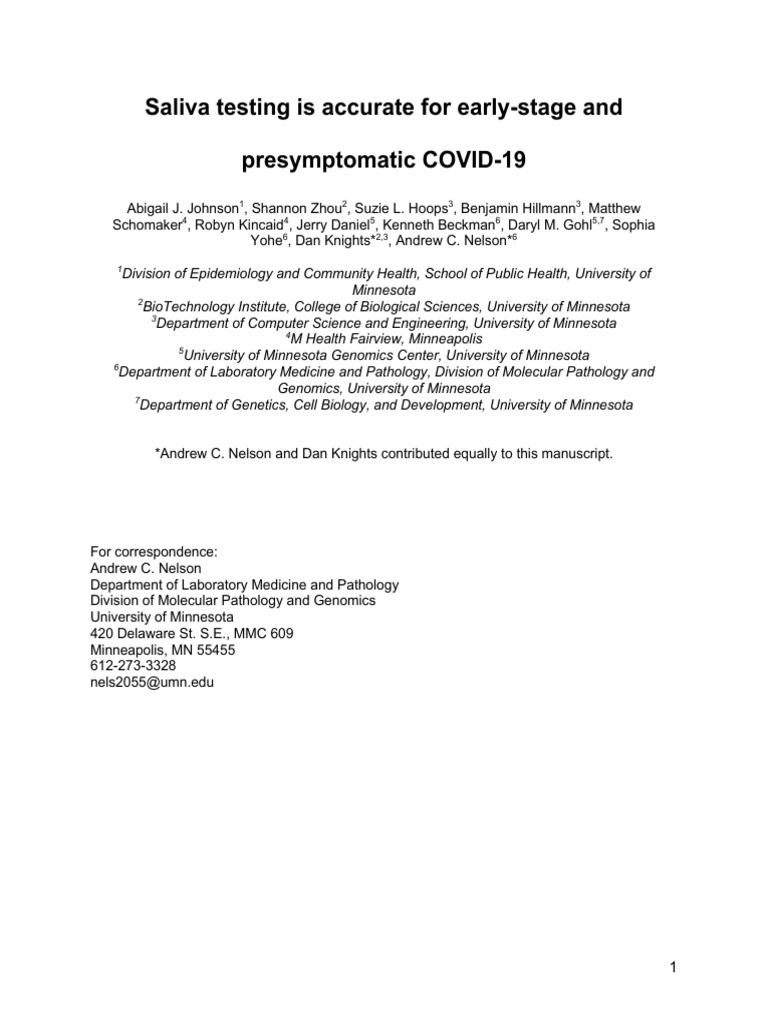 Saliva Testing | PDF | Clinical Medicine | Health Sciences