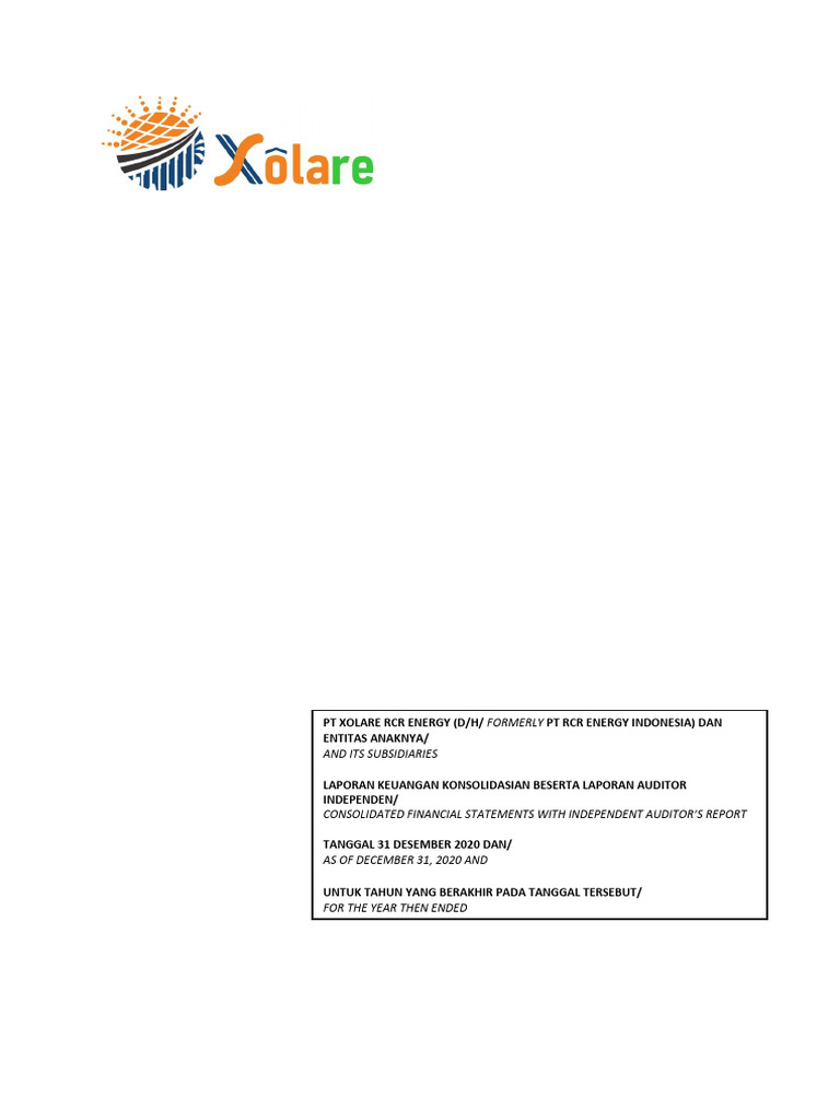 Report Pt Xolare Rcr Energy Dan Ea 31 Des 2020 | PDF