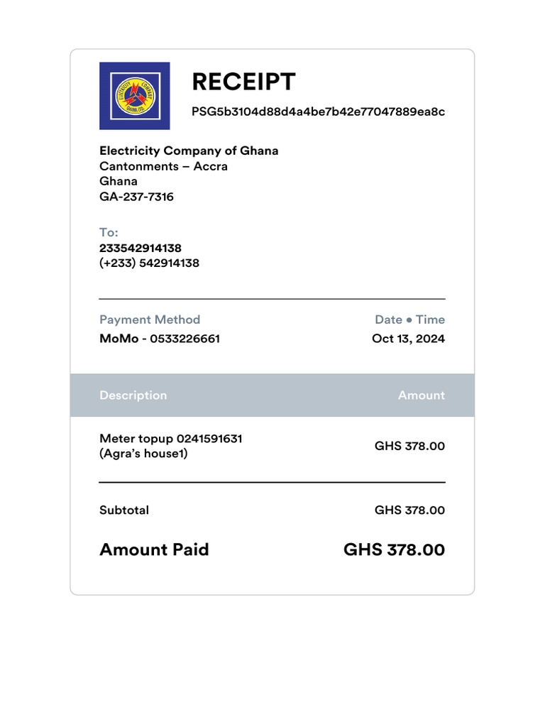 ECG PowerApp Receipt PSG | PDF