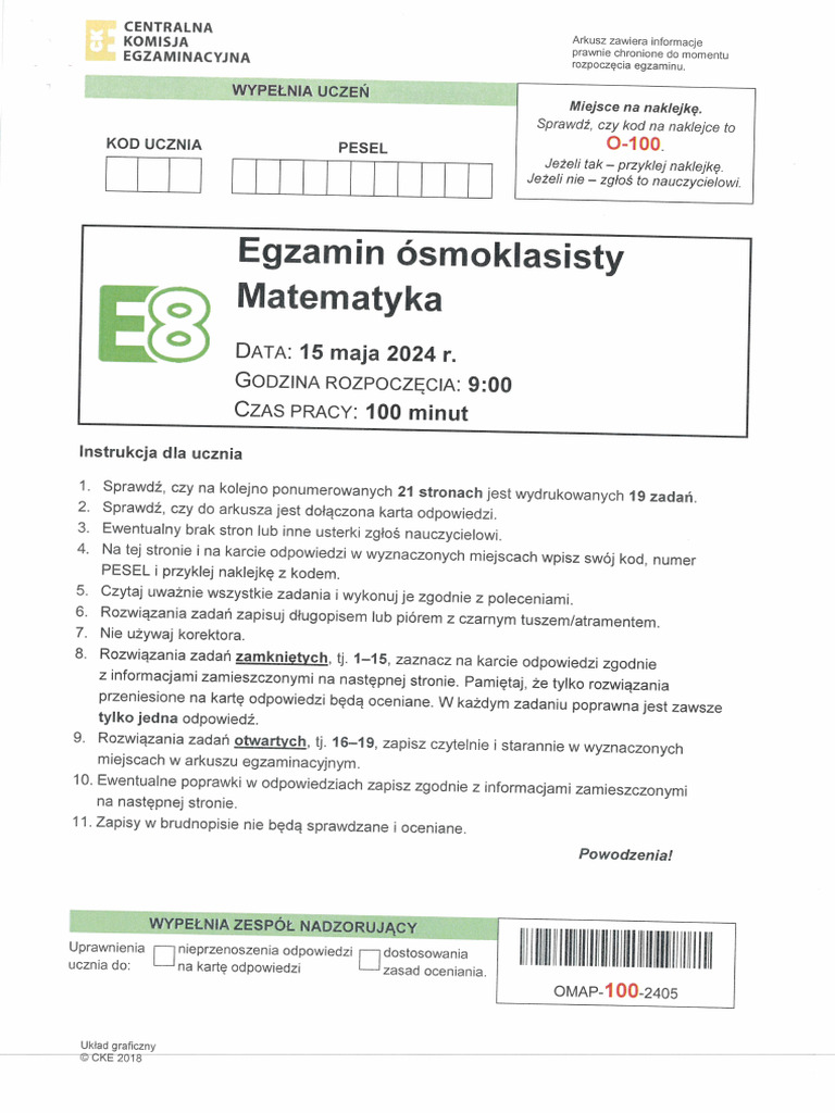 Matma Klasa 8 Egamin | PDF