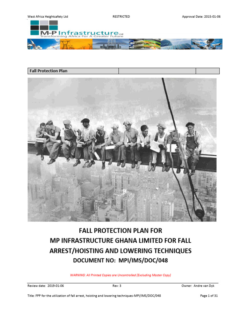 Fall Protection Plan-MPI-Ghana-MPI-IMS-DOC-048 | PDF | Risk | Rope