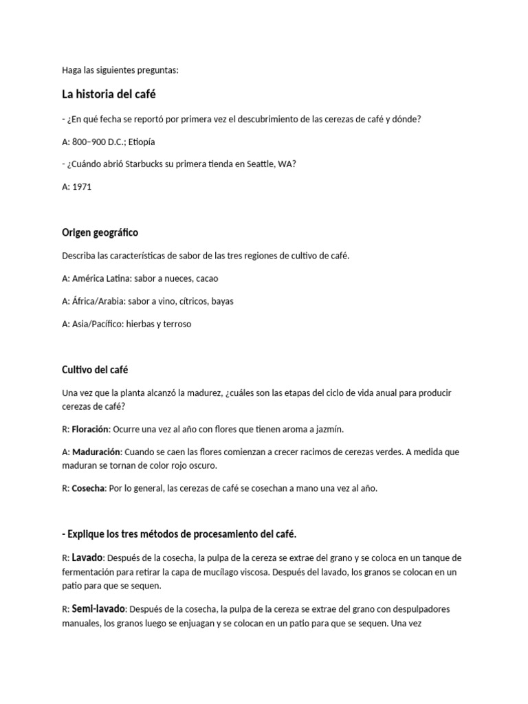 Pregungas Coffe Master | PDF | café | Bebida