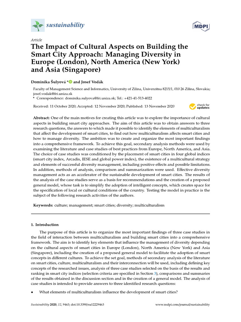 The Impact of Cultural Aspects On Building The Smart City Approach ... The Impact of Cultural Aspects On Building The Smart City Approach ...
