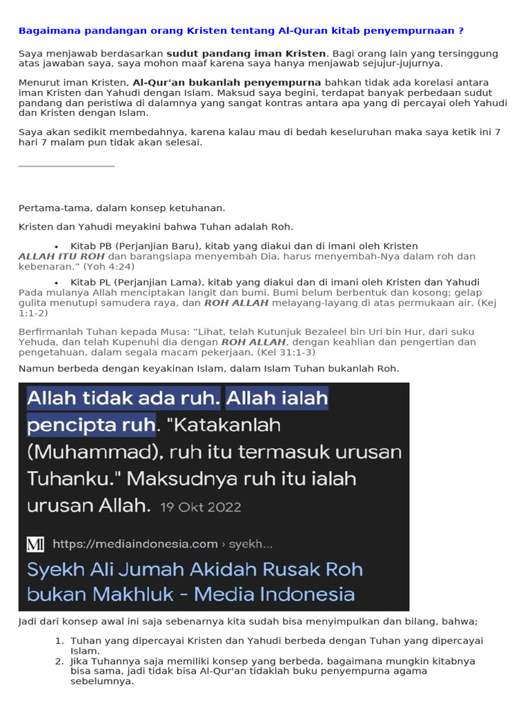 Pandangan Kristen Terhadap Al-Qur'an | PDF