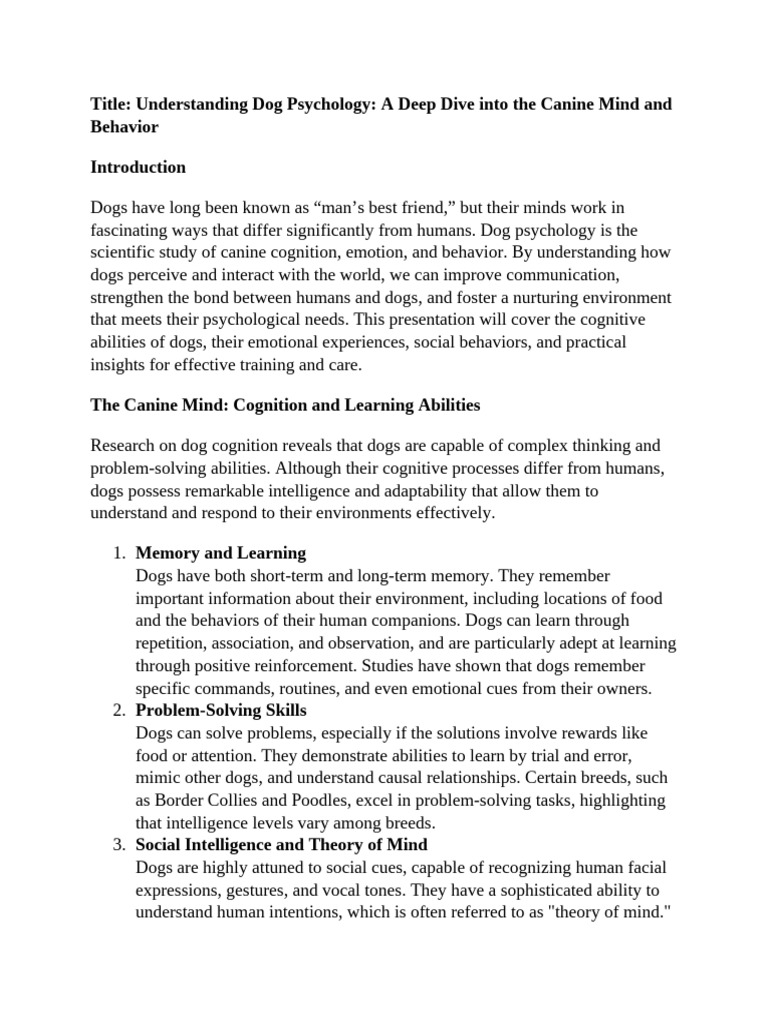 presentationdogpsychology | PDF | Dogs | Emotions