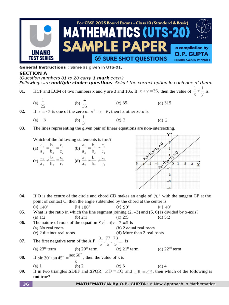 Class 2 Maths UTS Sample Test Paper | PDF | Circle | Area